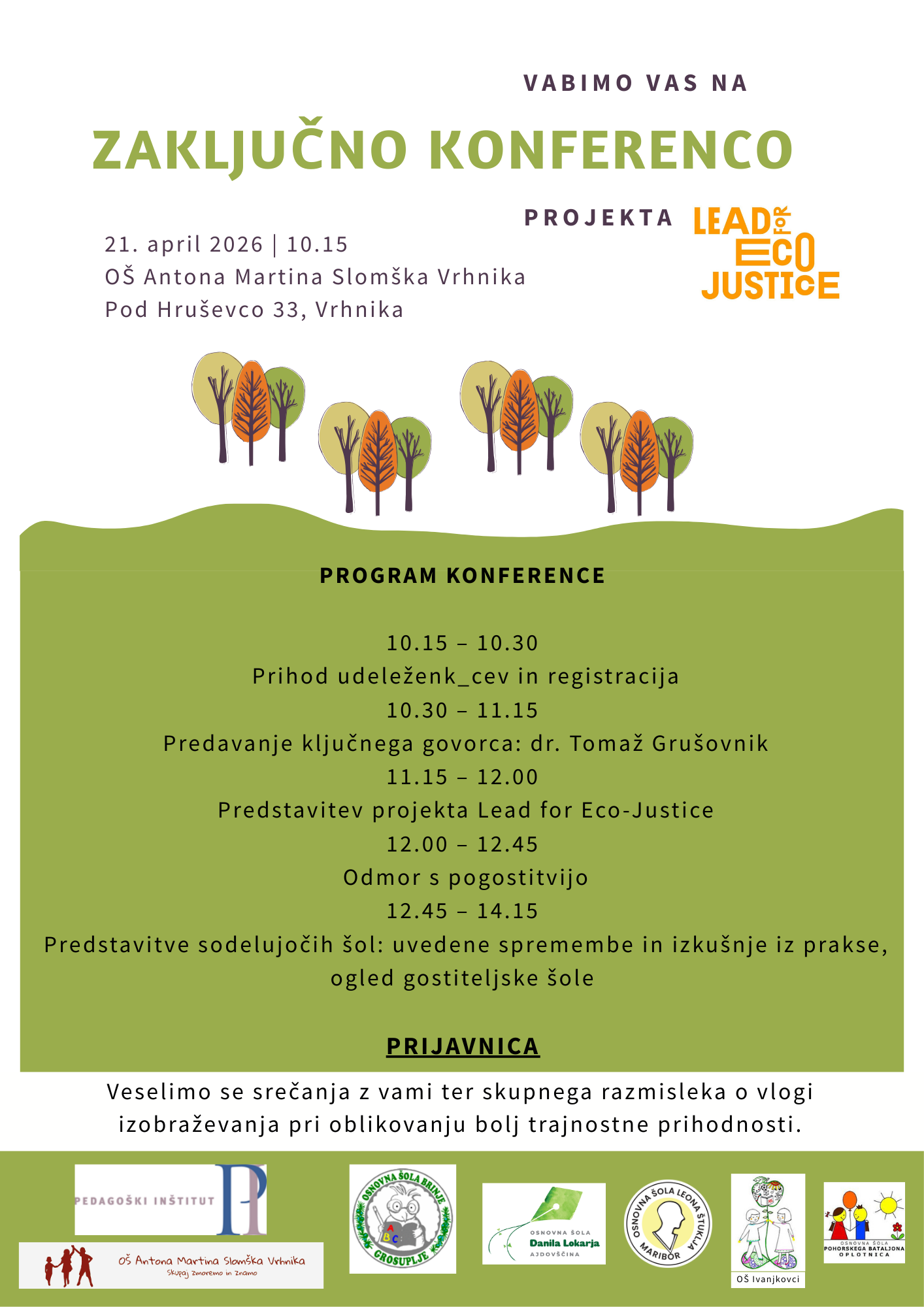Konferenca o ekološki pravičnosti – 21. 4., OŠ Antona Martina Slomška ...